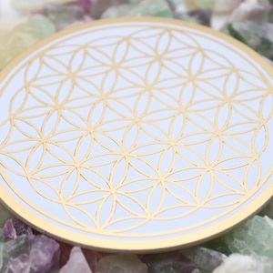 Meditation Room Gold Plated Flower of Life Coaster, Sacred Geometry ...