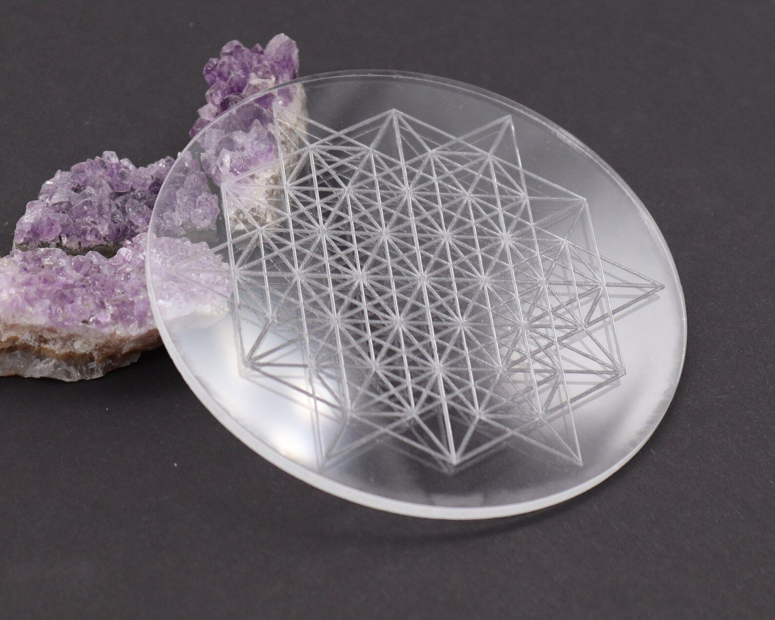 Laser Engraved Merkaba Sacred Geometry Coaster, Mini Altar Crystal Grid ...
