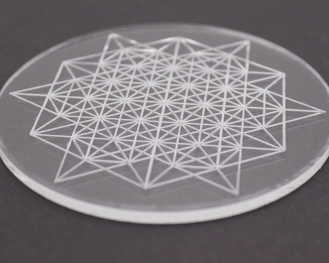 Laser Engraved Merkaba Sacred Geometry Coaster, Mini Altar Crystal Grid ...