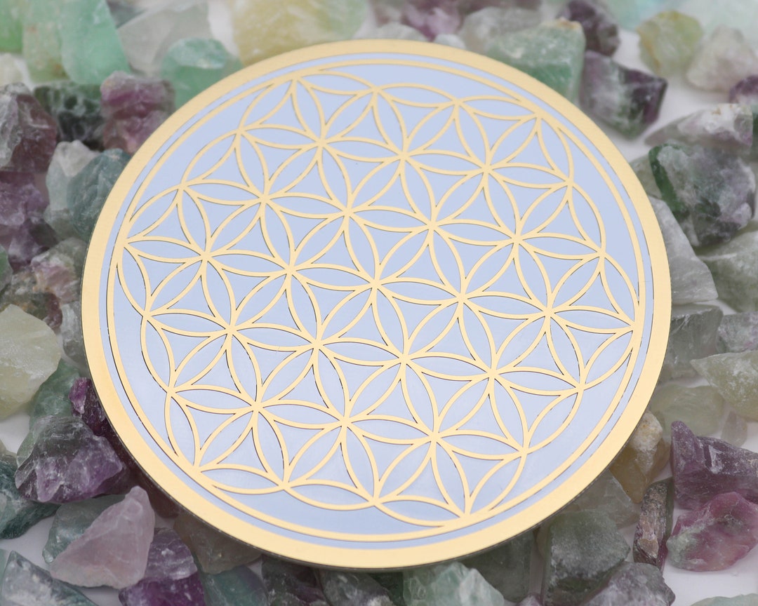 Meditation Room Gold Plated Flower of Life Coaster, Sacred Geometry ...