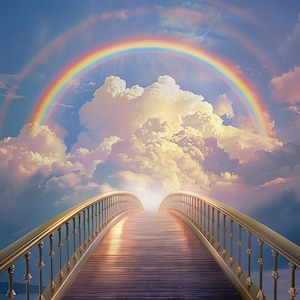 6 Golden Rainbow Bridge Memorial Background Backdrop, 8 Wings & 4 Gold ...