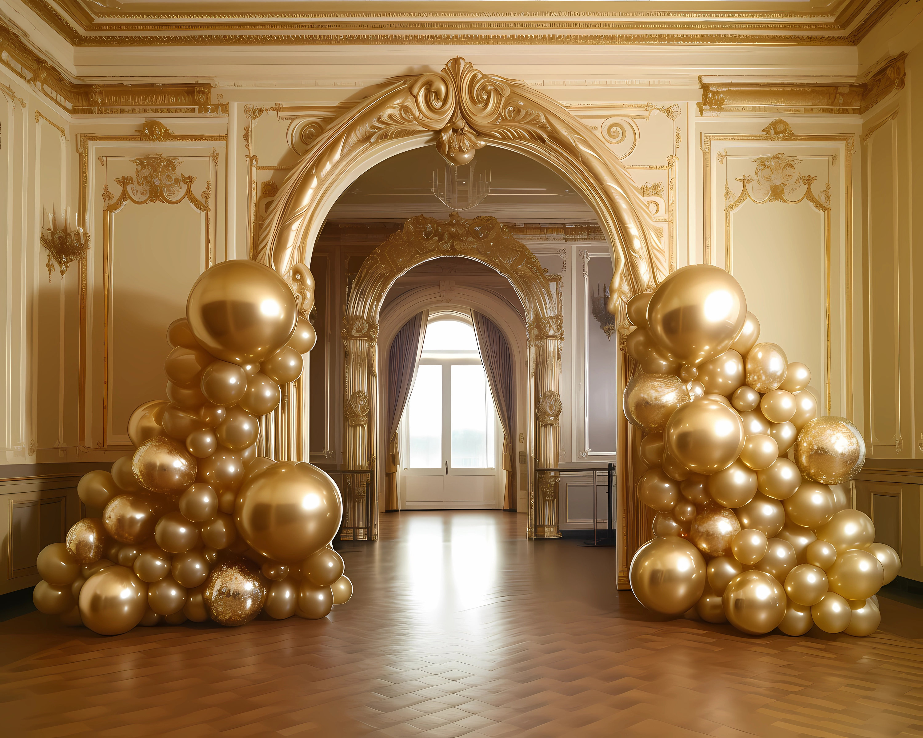 Gold Metallic Balloons Background Backdrop Room for Photography, Baby ...
