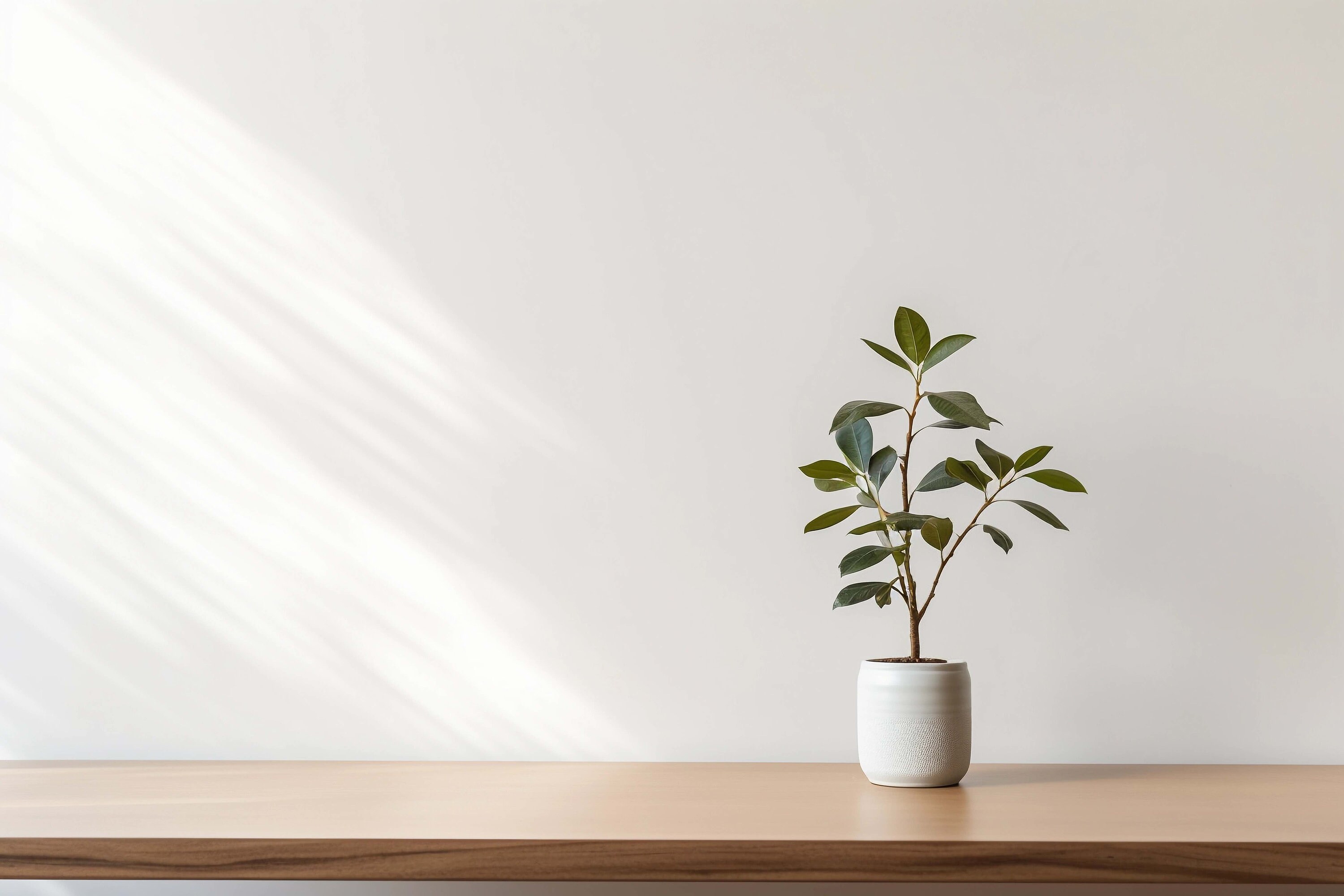 Wood Table With Plant Product Background Mockup Digital Styled Display ...