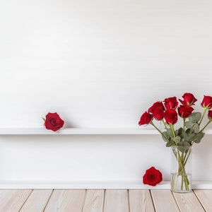 Red Rose Wood Table Product Background Mockup, 5 Valentine's Day ...