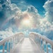 Rainbow White Bridge Memorial Background Backdrop, Gold Clouds Angel ...