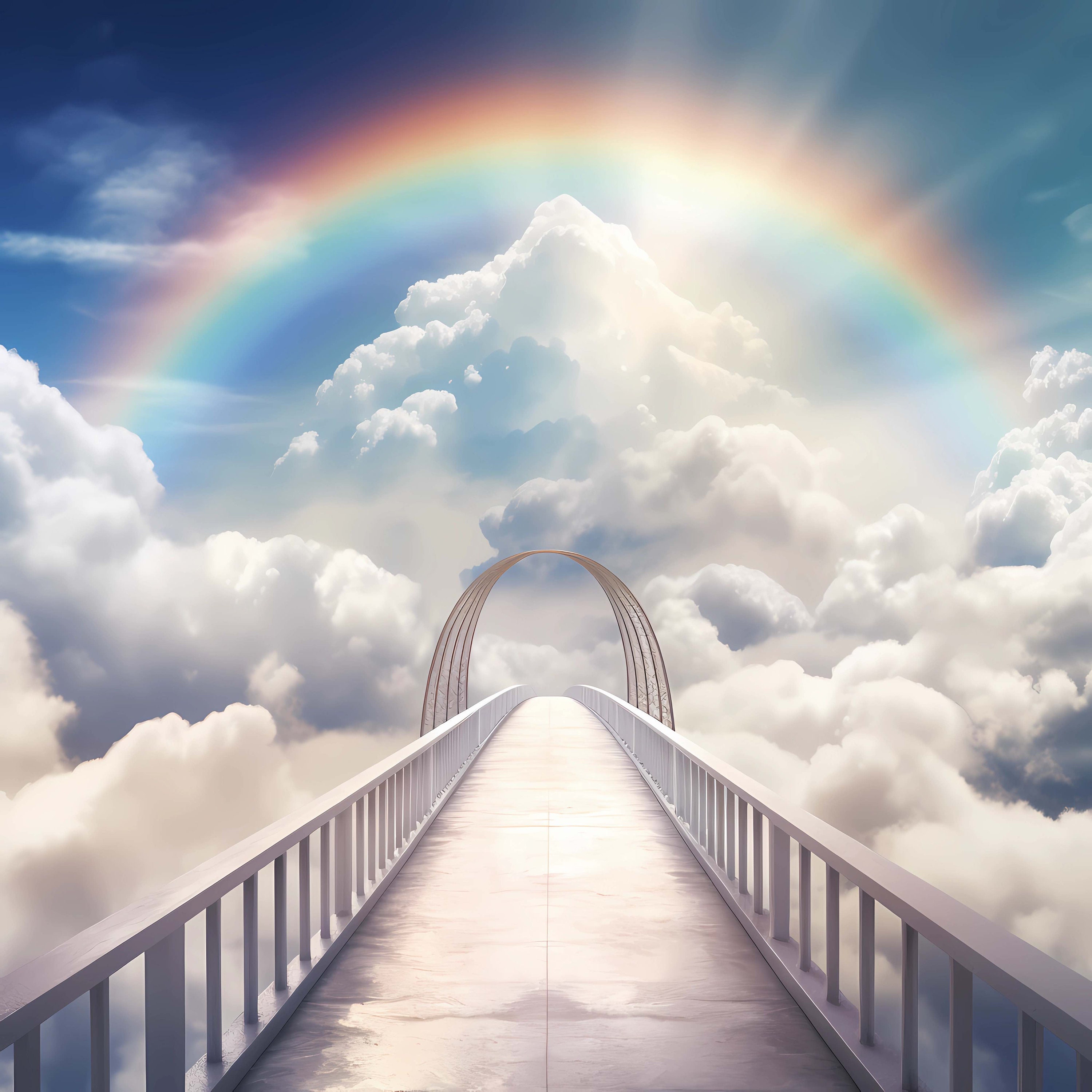 Rainbow White Bridge Clouds Angel Wings Pet Loss Memorial Background ...