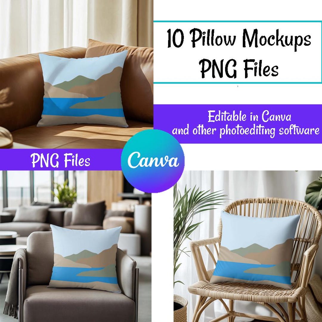 Square Pillow Mockups,10 Canva Background Mock Ups Bundle,aop Flat Lay ...
