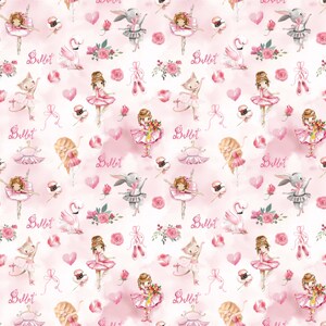 Pink Ballerina Seamless Pattern Ballet Nursery Digital Paper Watercolor ...