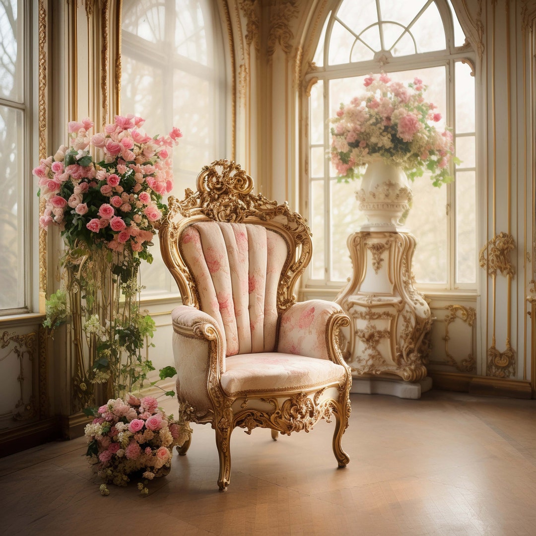 Victorian Ornate Floral Room Chair Background , 5 Interior Backdrop ...