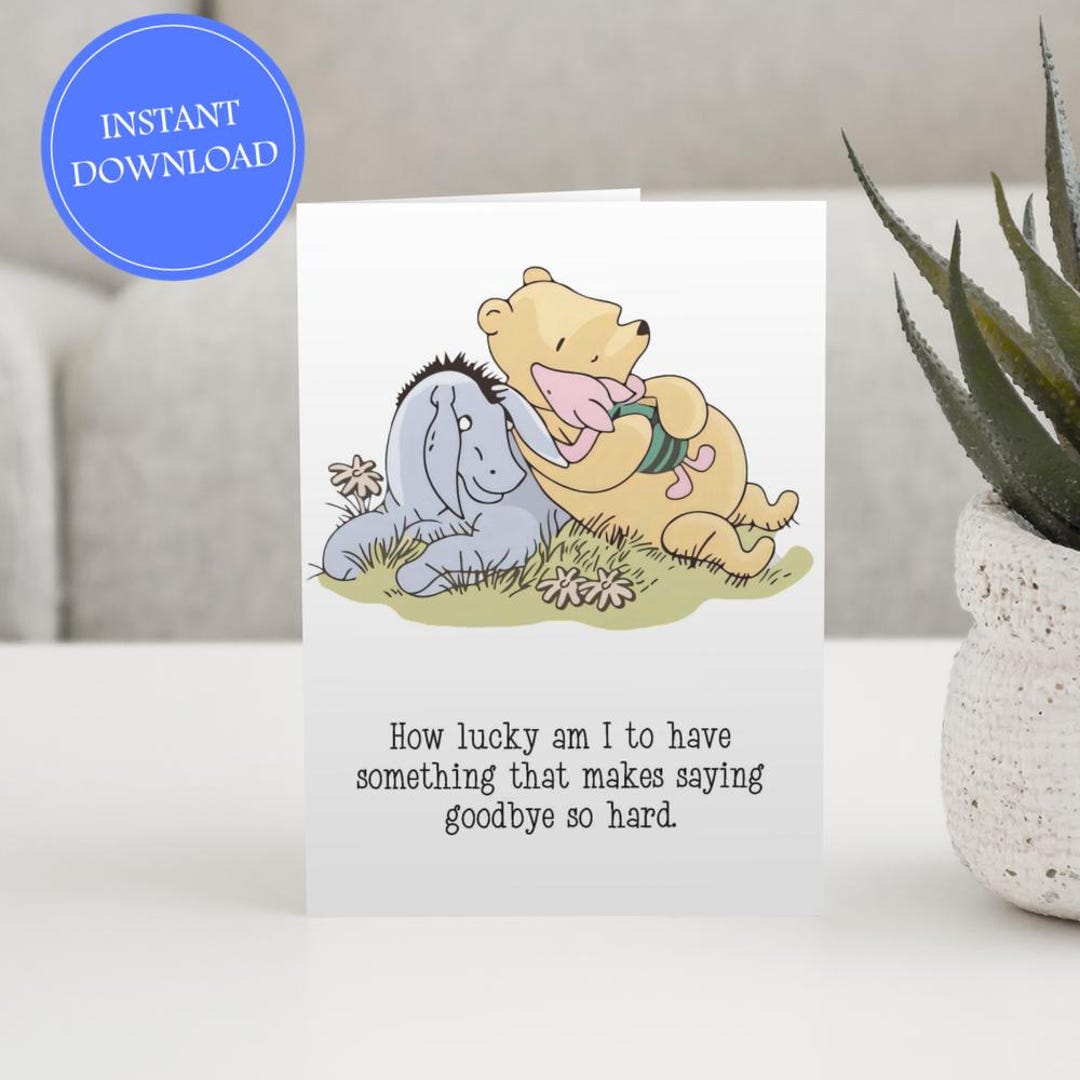 Winnie the Pooh Classic Sympathy Card Instant Download Condolence Card ...
