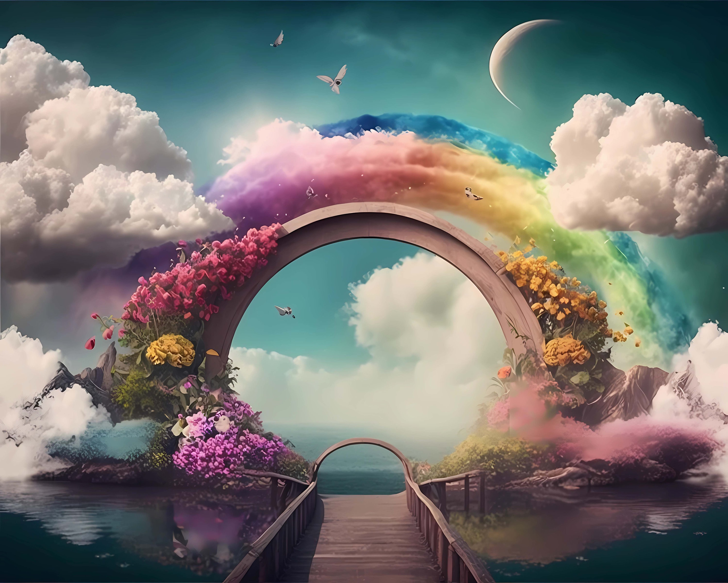 12 Rainbow Bridge Clouds Angel Wings Pet Loss Memorial Background ...