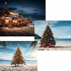 Christmas Beach Background Backdrop for Photography, 7 JPG Ocean Sea ...