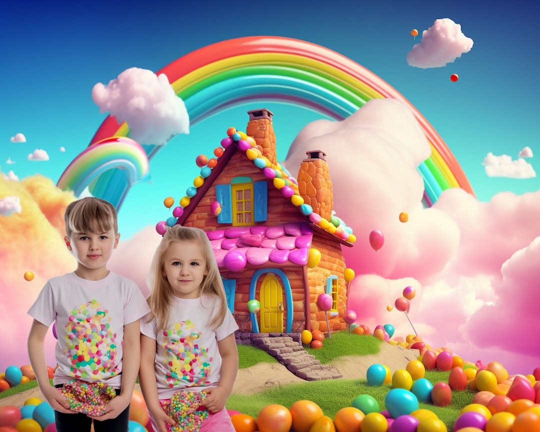 3 Candyland House Background Backdrop for Photography, Colorful Candy ...