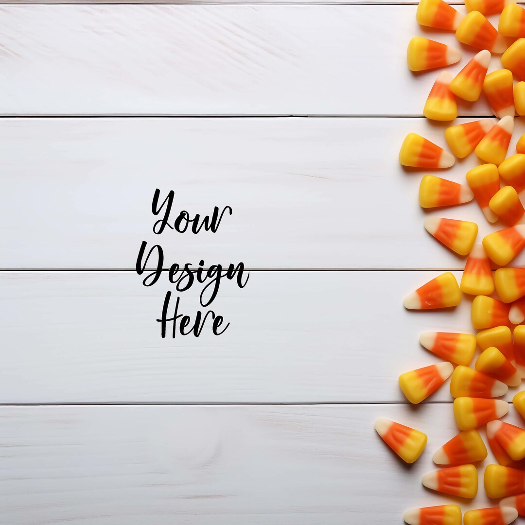 3 Halloween Candy Corn Product Mockup Background Bundle, Wood Table ...