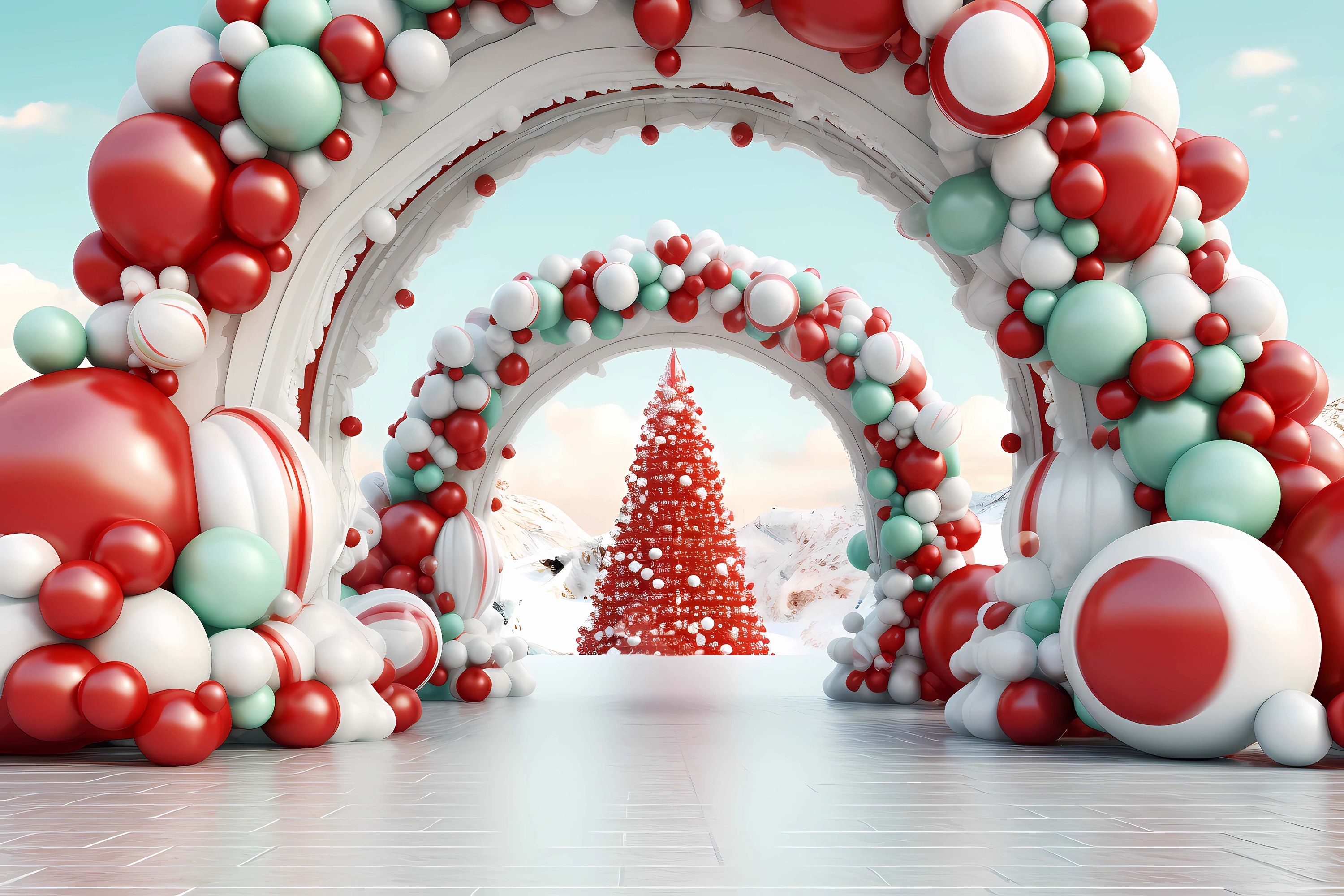 4 Christmas Balloon Arch Background Backdrop for Photography, Candy ...
