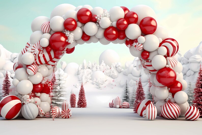 4 Christmas Balloon Arch Background Backdrop for Photography, Candy ...