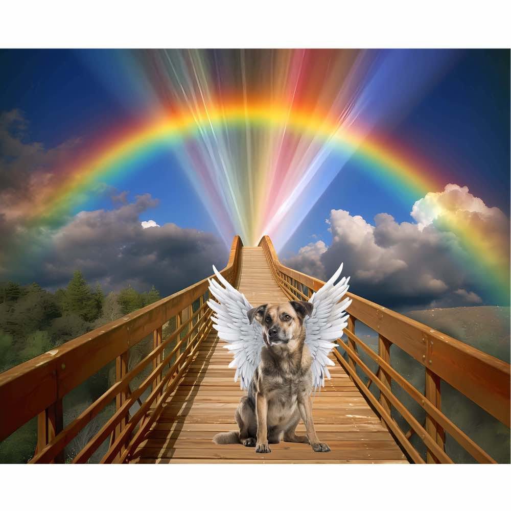 12 Rainbow Bridge Clouds Angel Wings Pet Loss Memorial Background Backdrop , Loss of Pet Dog Cat ...