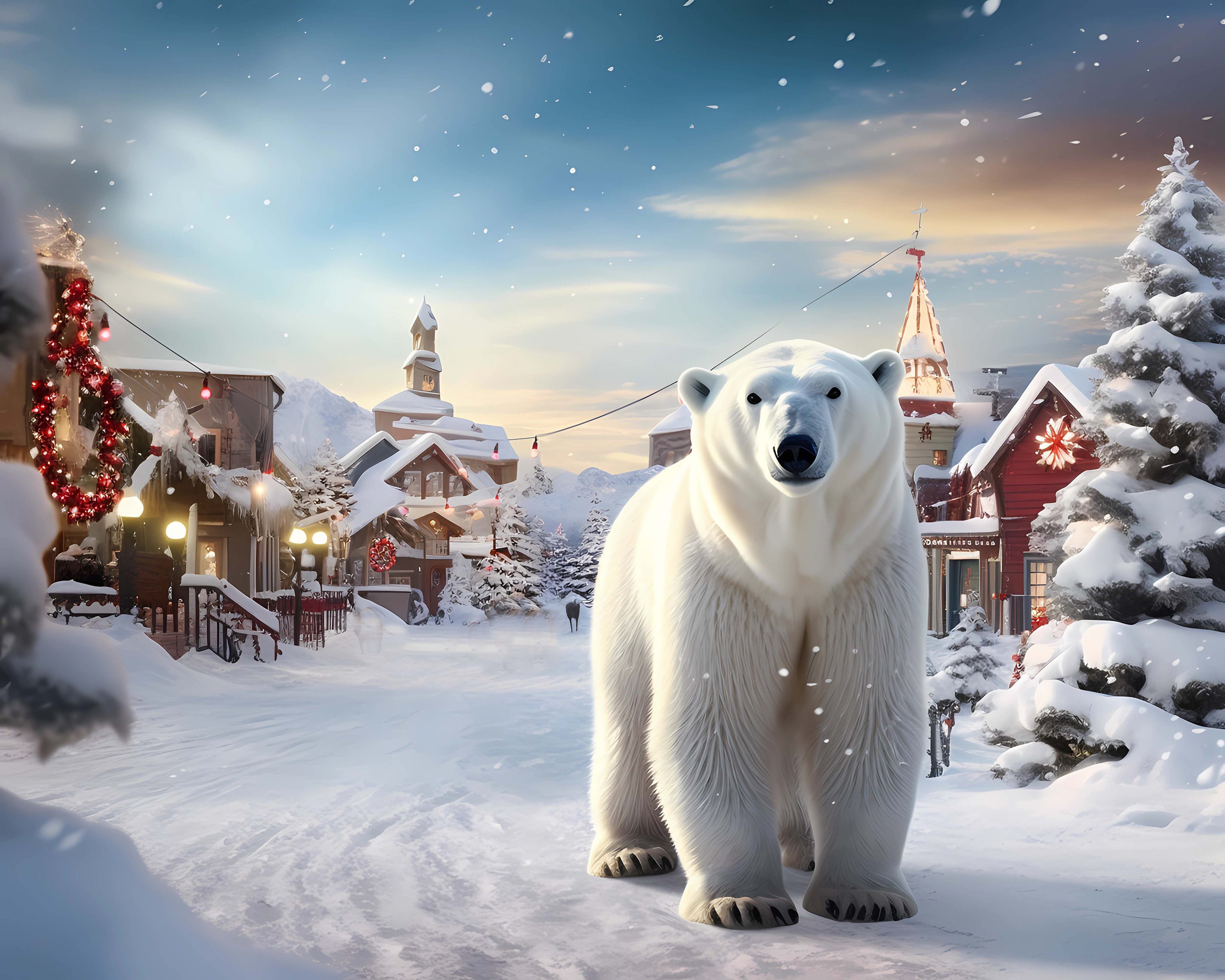 3 Christmas Polar Bear Background Backdrop for (Instant Download) - Etsy