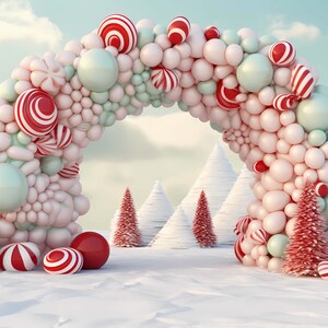 4 Christmas Balloon Arch Background Backdrop for Photography, Candy ...