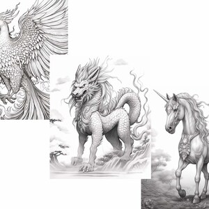 Mythical Folklore Creatures Coloring Book Page Bundle , Legendary ...