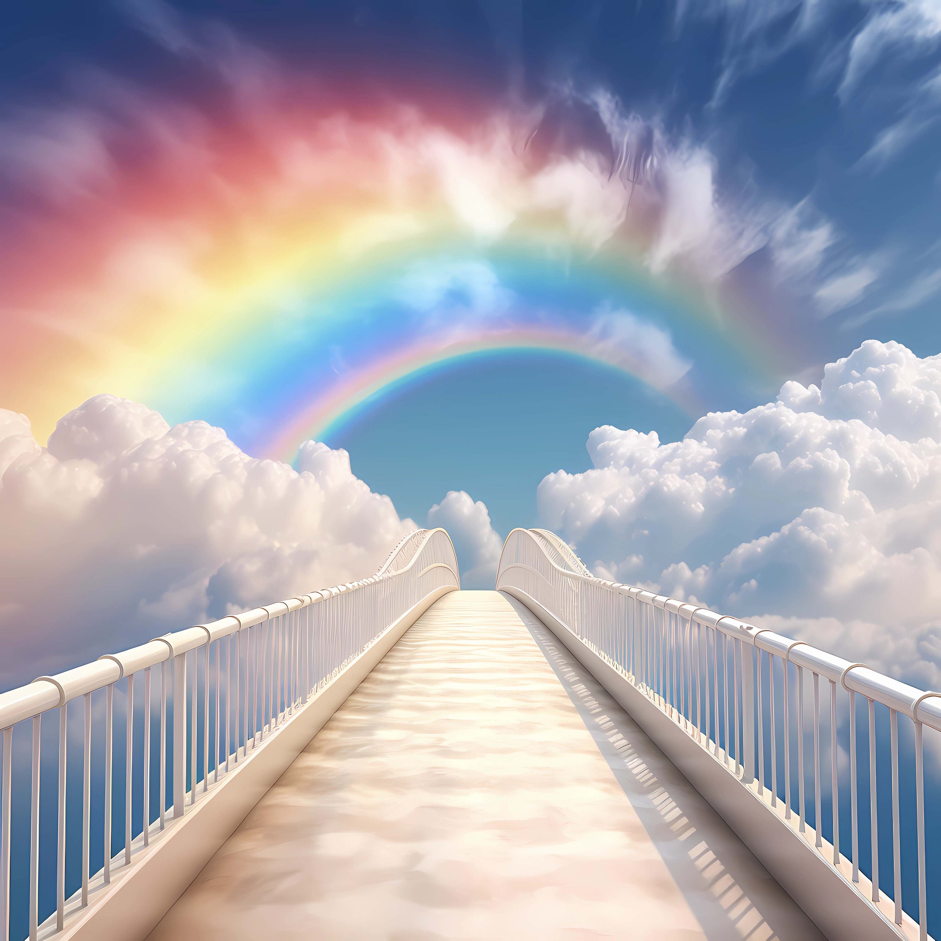 Rainbow White Bridge Clouds Angel Wings Pet Loss Memorial Background ...