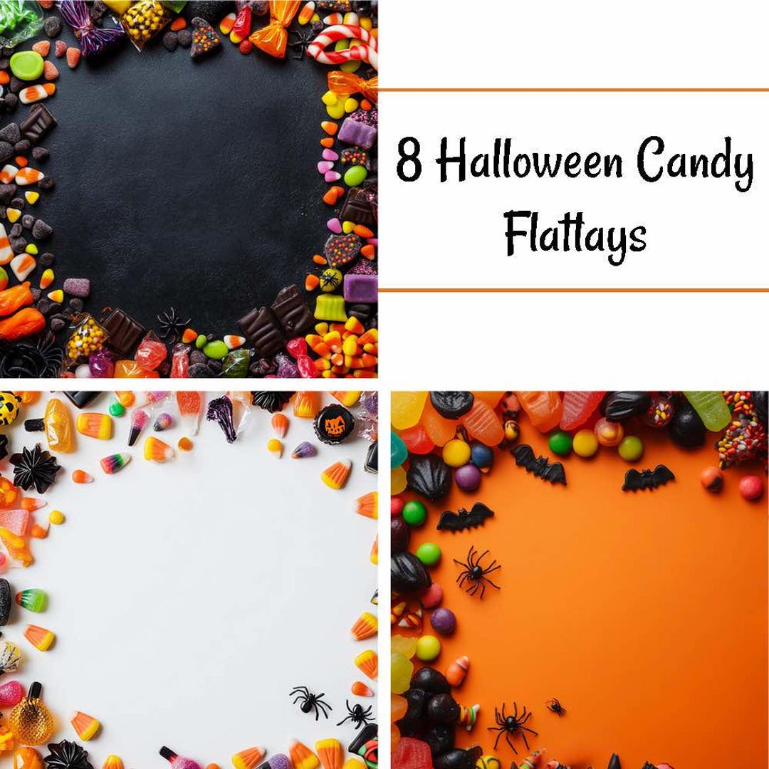 Halloween Candy Flatlays, 8 Product Mockup Background,holiday Party ...