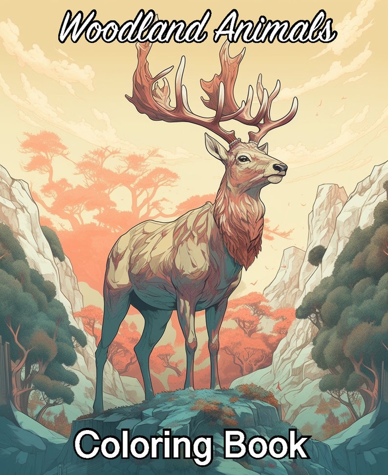 Woodland Animals Coloring Book Page Bundle , Adults Kids Instant ...