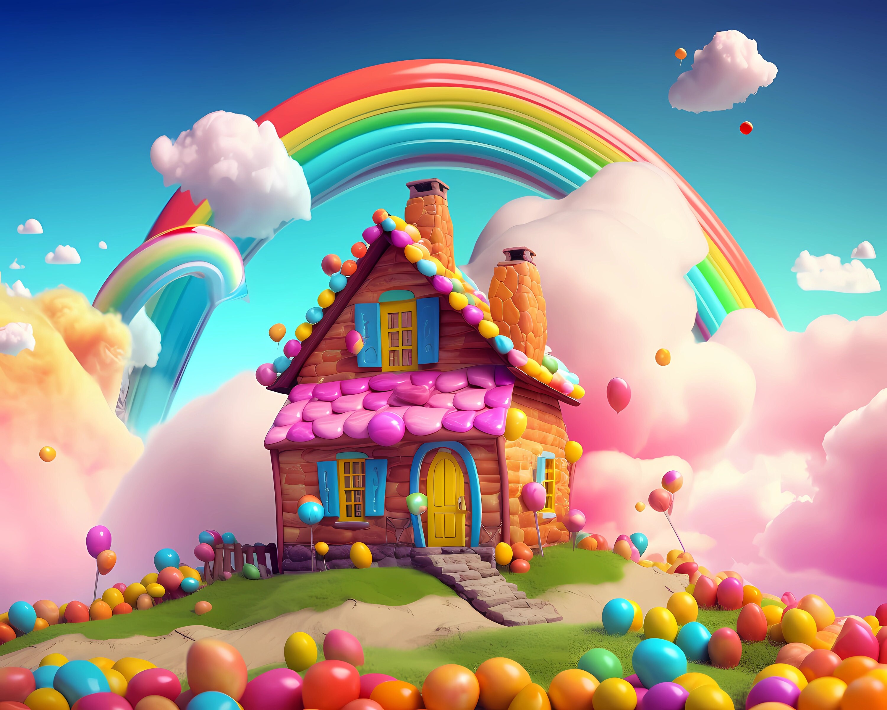 3 Candyland House Background Backdrop for Photography, Colorful Candy ...