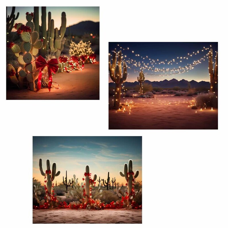 11 Christmas Desert Cactus Background Backdrop, Holiday Western ...