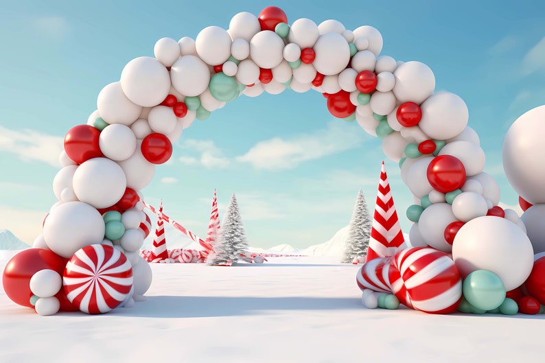 4 Christmas Balloon Arch Background Backdrop for Photography, Candy ...