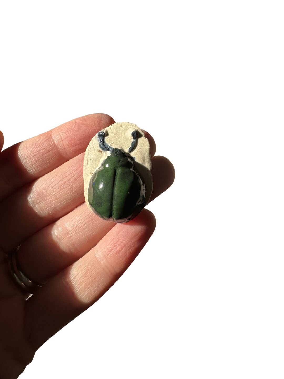 Small Green Beetle Handmade Insect Cermaic Desk Rock or Fridge - Etsy