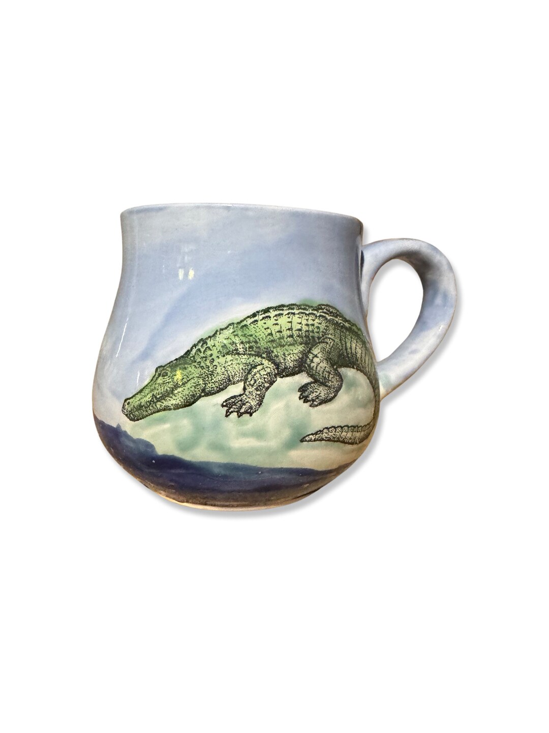 Alligator on the Nile Hand Painted Ceramic Safari Stoneware Pottery ...