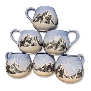 Snow Covered Mountains Mug 16oz Coffee Cup Ceramic Artisan Winter ...