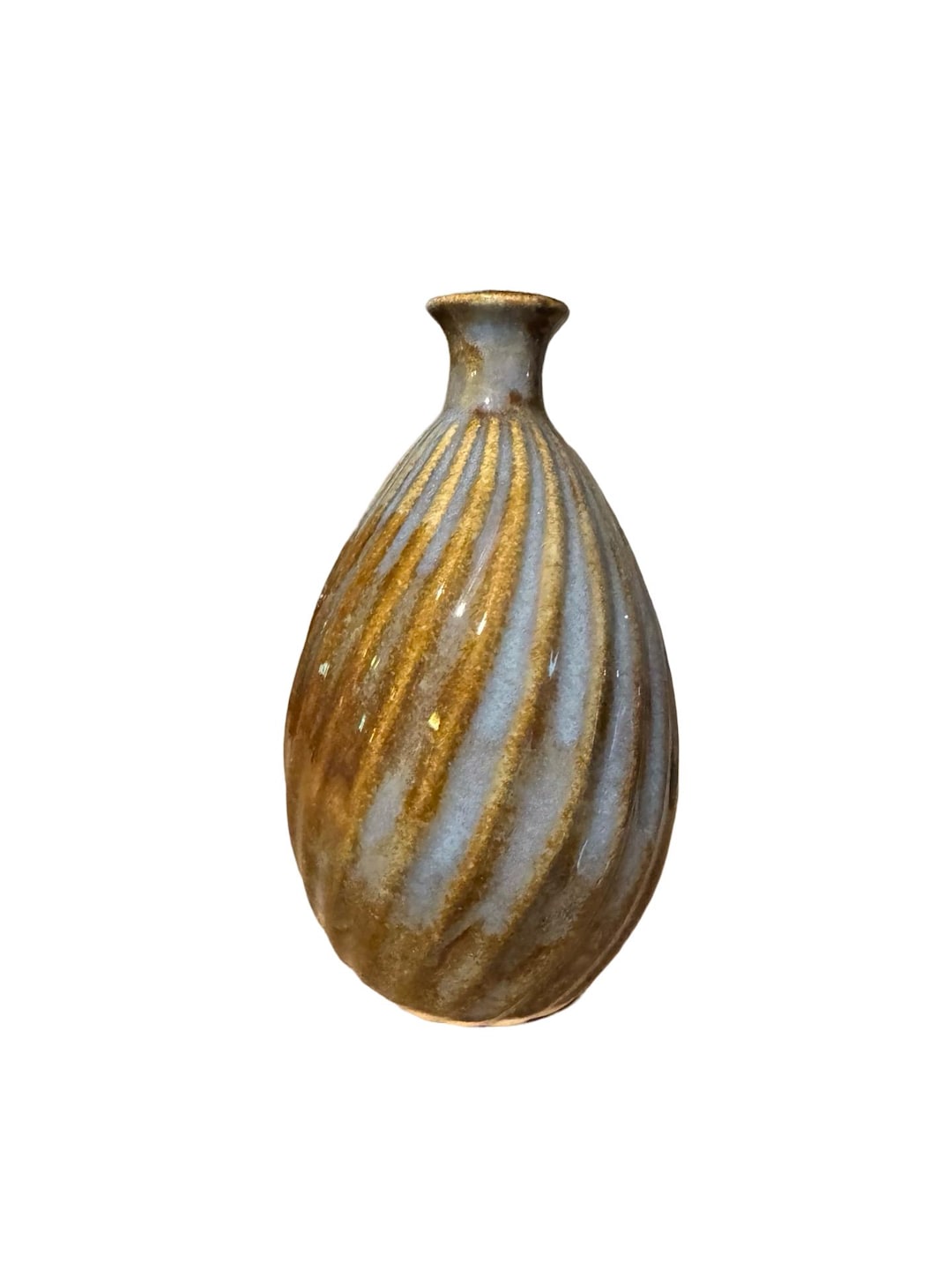 French Style Brown and Blue Watering Bell - Twisted Ceramic Rain Vessel ...