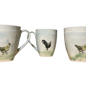 Vintage Inspired Chicken Yard Mug - Large 16oz Coffee Cup - Ceramic ...