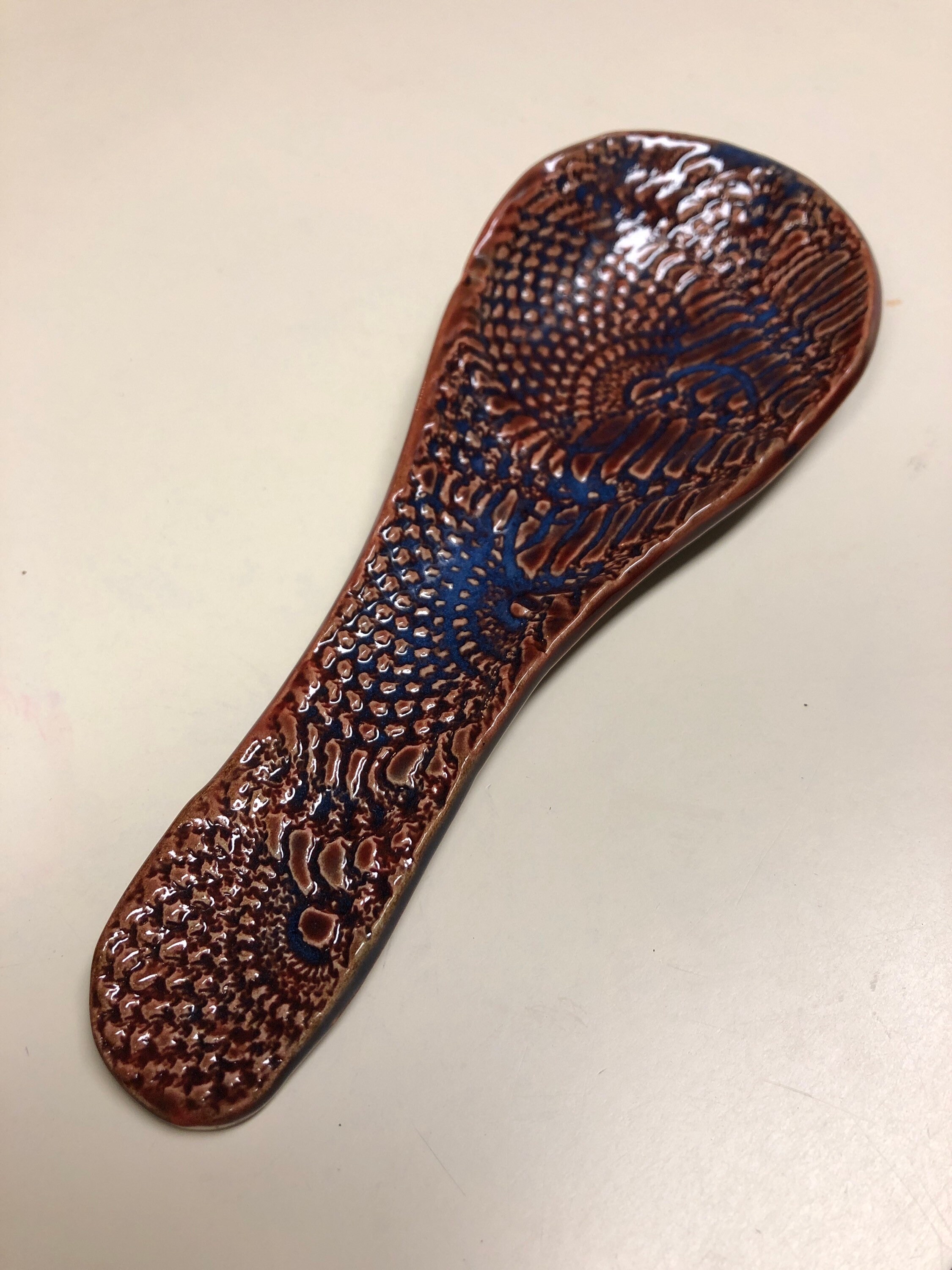 Handmade Ceramic Spoon Rest Merlot Red Brown With Blue - Etsy Canada