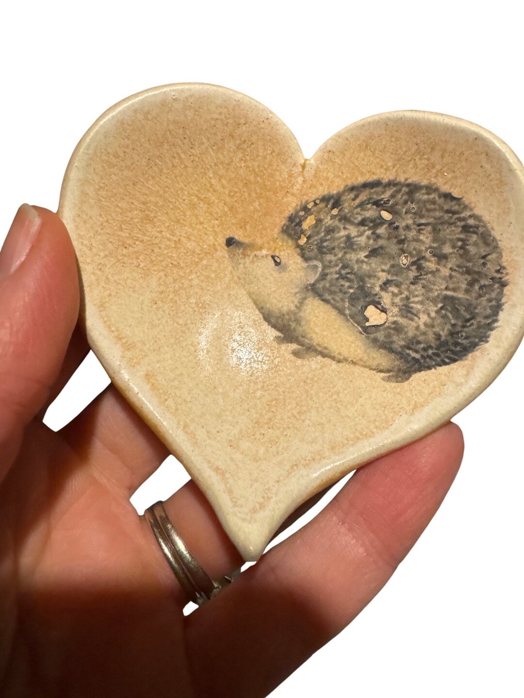 Proud Hedgehog Heart Shaped 3” Ring Dish or Trinket Dish. White High ...