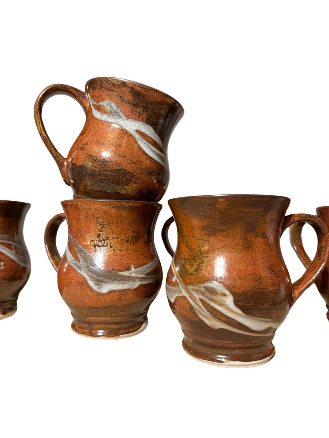 Copper Kettle Coffee Mugs - Penny Bronze Glaze With White Swirls ...