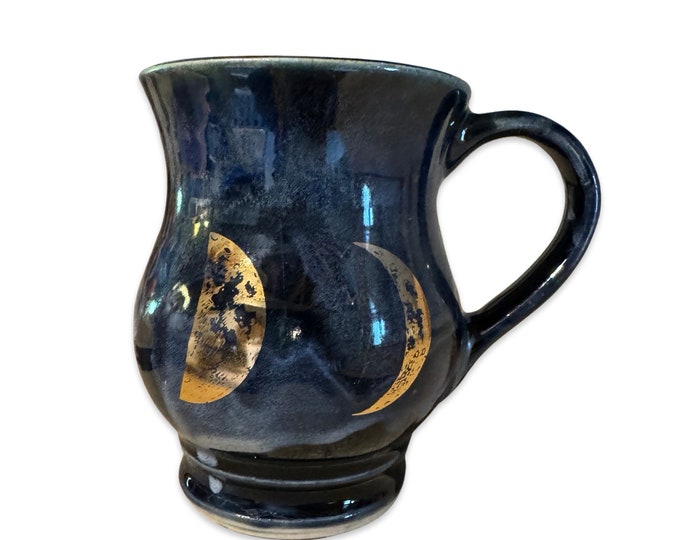 Gold Leaf Foil Moon Phases Ceramic Coffee Mug (14oz) - Hand Painted ...