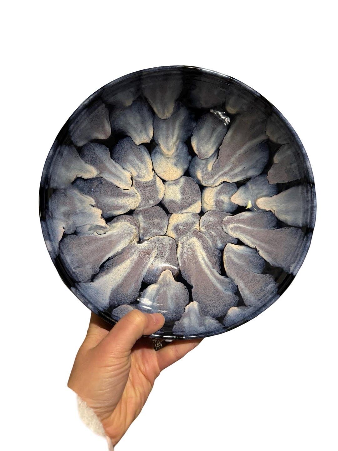 10 X 4 Abstract Lilac Petal Pasta Bowl Hand Painted Stoneware Artisan ...