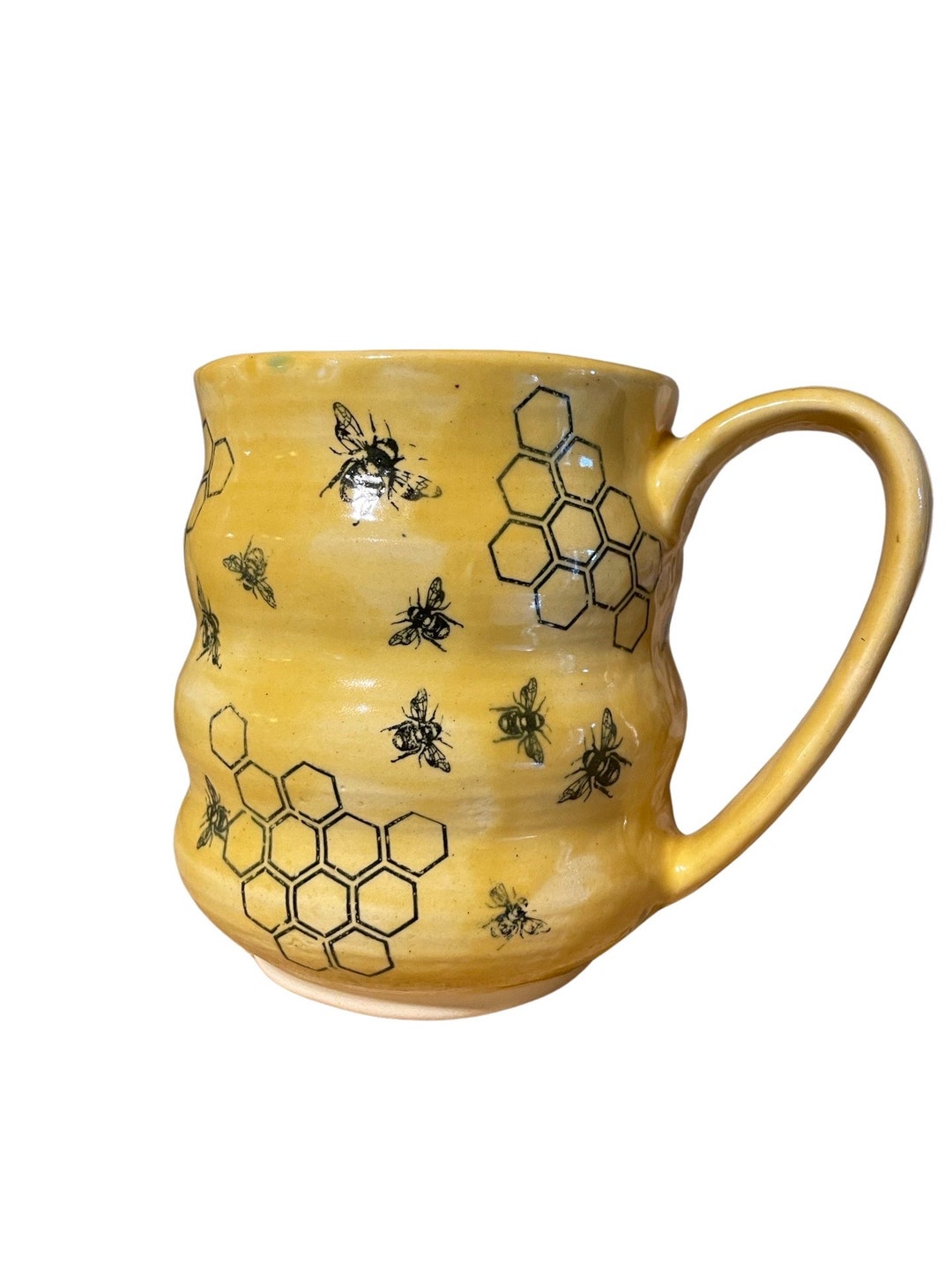 Oversized (20oz) Honey Bee Beehive Coffee Mugs Hand Painted Ceramic ...