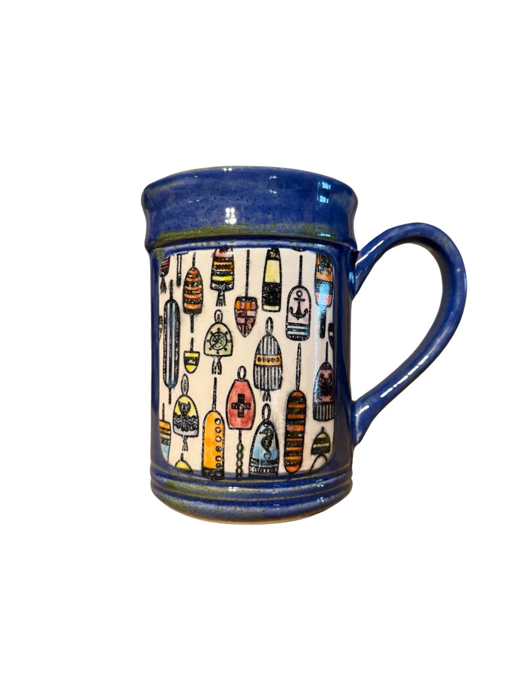 Large Hand Painted Art Tile Mug Ceramic Stoneware Coffee Cup (22oz ...