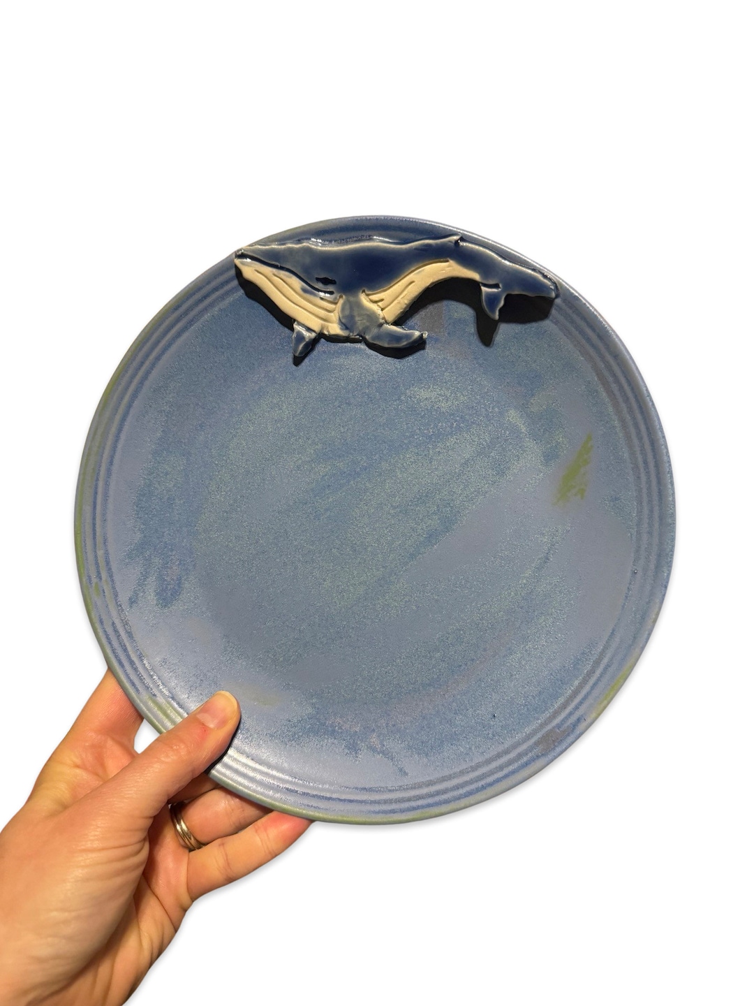 3D Humpback Whale Plate - 8” Ceramic Stoneware Decorative and ...