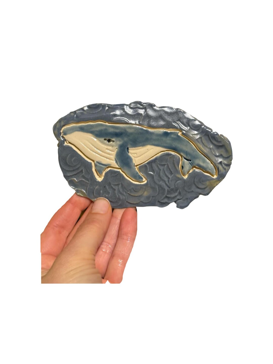 Blue Humpback Whale in the Ocean Handmade Ceramic Fridge Magnet or Art ...
