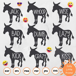 Funny Donkey SVG Bundle | Sarcastic SVG for Shirts | Jackass Clipart ...