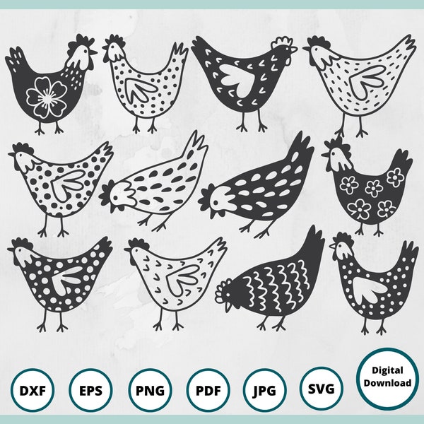 Chicken Digital Vector - Etsy UK