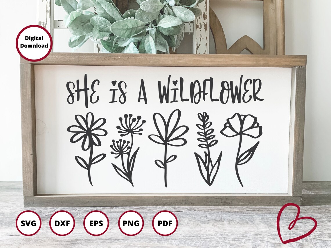 Wildflowers SVG Garden SVG Wildflower PNG Boho Svg - Etsy
