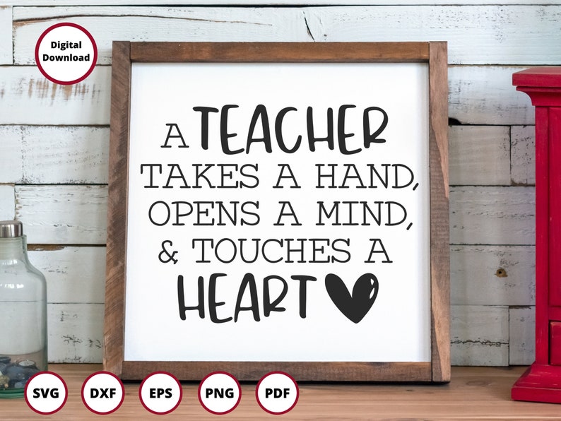 Teacher Svg A Teacher Takes a Hand Svg Teacher Clipart | Etsy