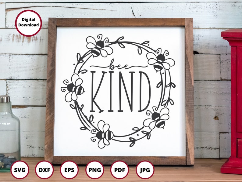 Bee Kind SVG Bee SVG Be Kind SVG Honey Bee Svg Wreath - Etsy