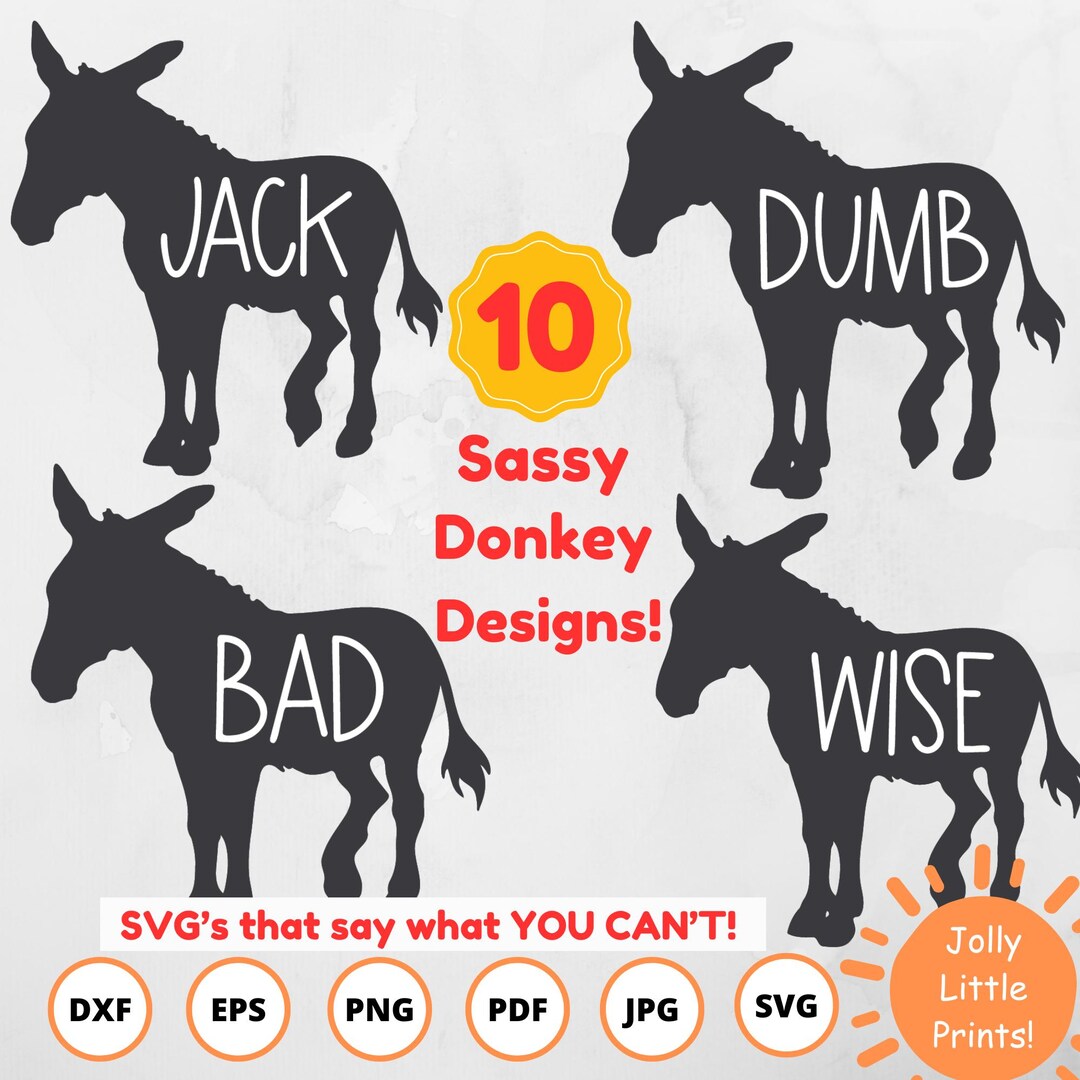 Funny Donkey SVG Bundle | Sarcastic SVG for Shirts | Jackass Clipart ...